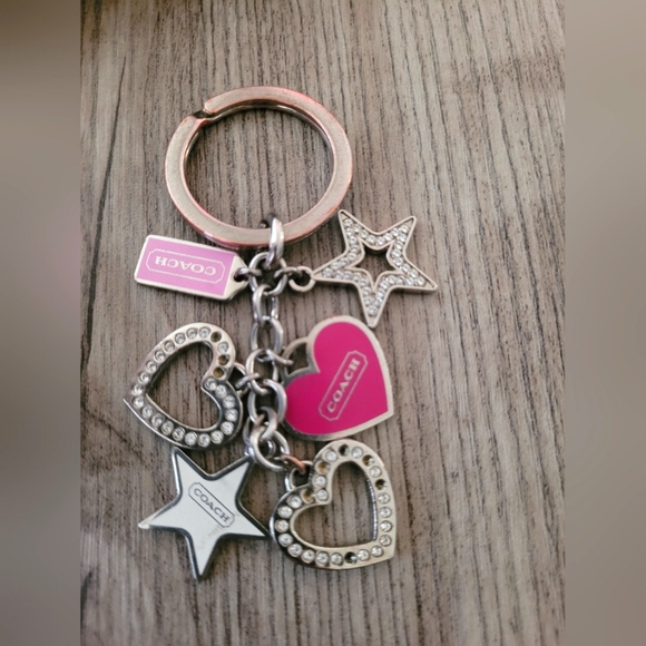 Coach | Accessories | Coach Pink And Silver Heart Keychain | Poshmark